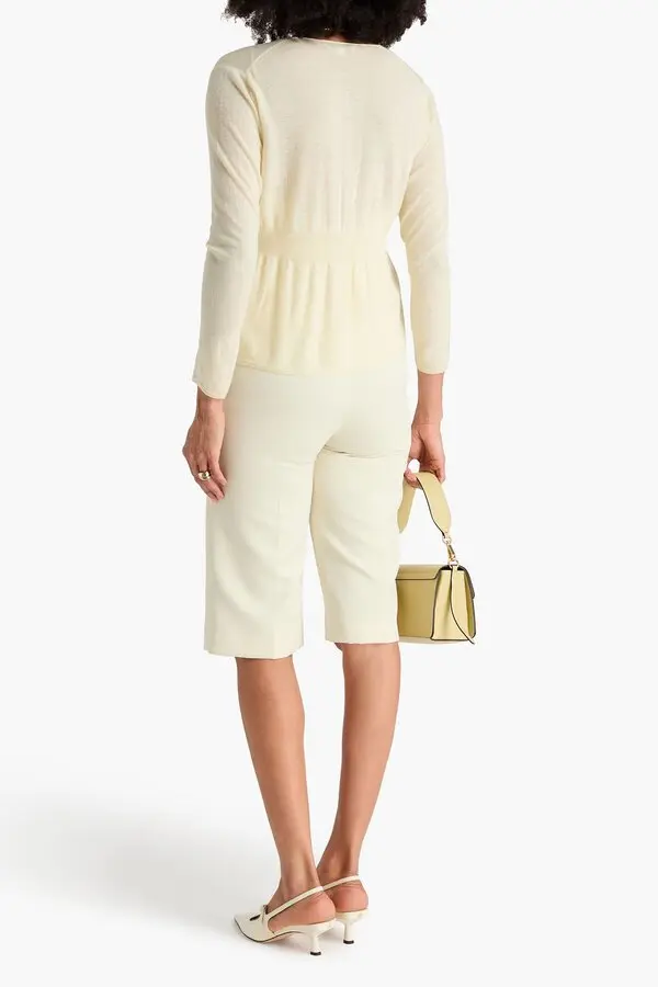 Vince Wool-blend Peplum Cardigan - Pastel Yellow
