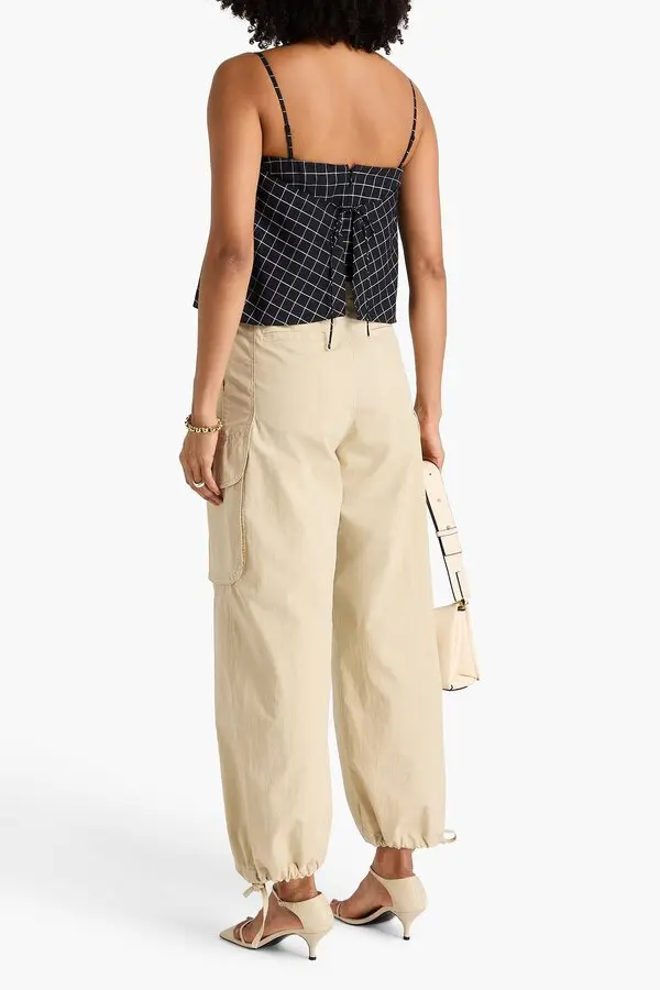 Vince Convertible Cropped Checked Top