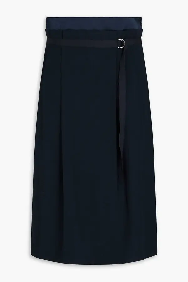 Vince Belted Cady Midi Skirt