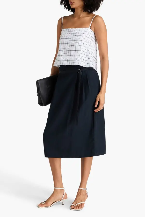 Vince Belted Cady Midi Skirt