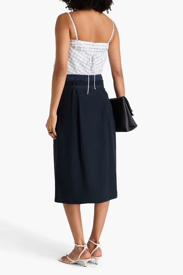 Vince Belted Cady Midi Skirt