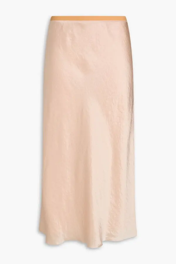 Vince Crinkled Satin Midi Skirt - Blush
