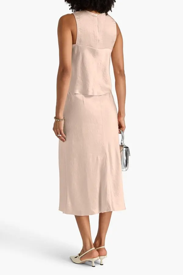 Vince Crinkled Satin Midi Skirt - Blush