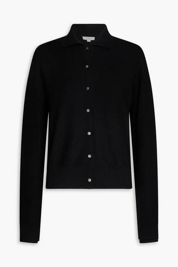 Vince Pointelle-knit Cotton-blend Cardigan - Black