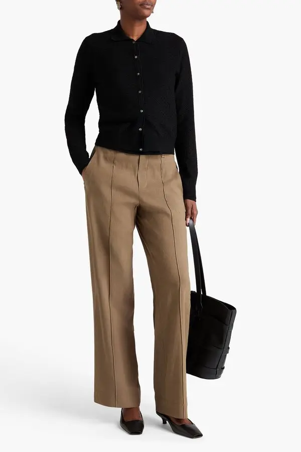 Vince Pointelle-knit Cotton-blend Cardigan - Black