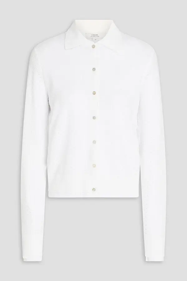 Vince Pointelle-knit Cotton-blend Cardigan - White