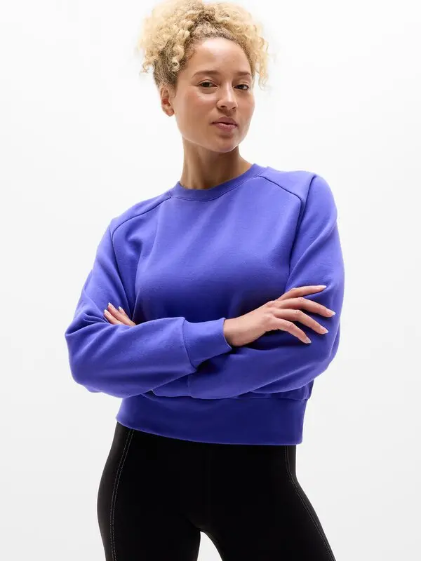 Athleta Forever Fleece Relaxed Crewneck Sweatshirt - Borealis