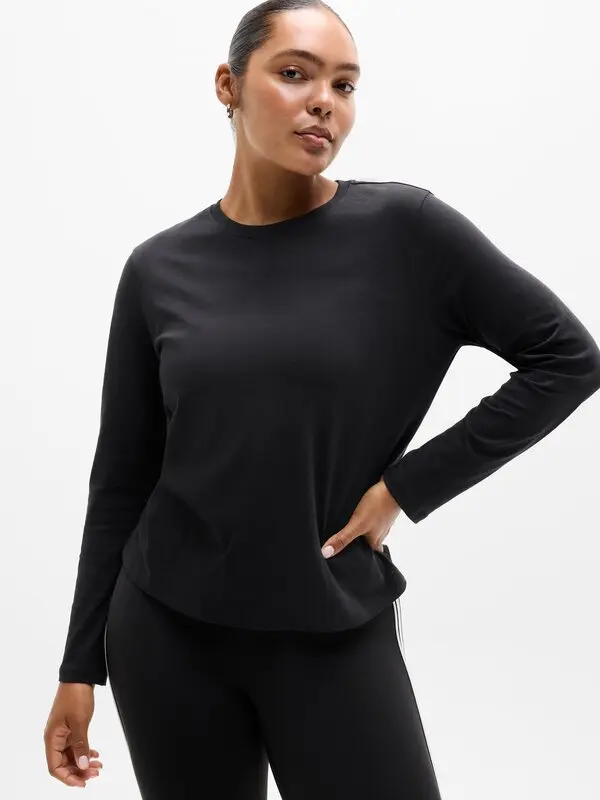Athleta Classic Fit Favorite Cotton Top - Black