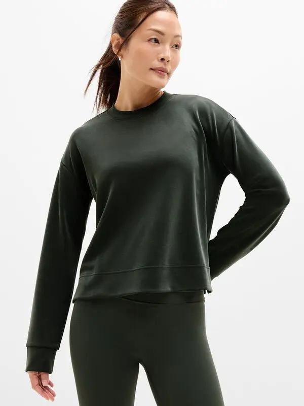 Athleta Relaxed Seasoft Crewneck Sweatshirt - Elm