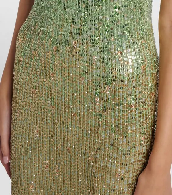 Jenny Packham Benue Embellished Halterneck Gown - Green