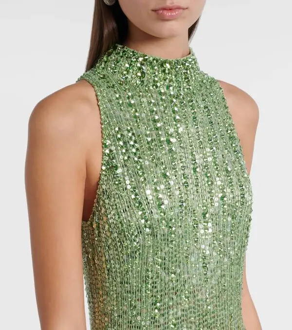 Jenny Packham Benue Embellished Halterneck Gown - Green