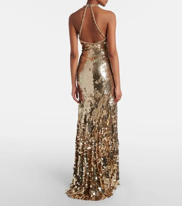 Jenny Packham Mars Gathered Sequined Gown