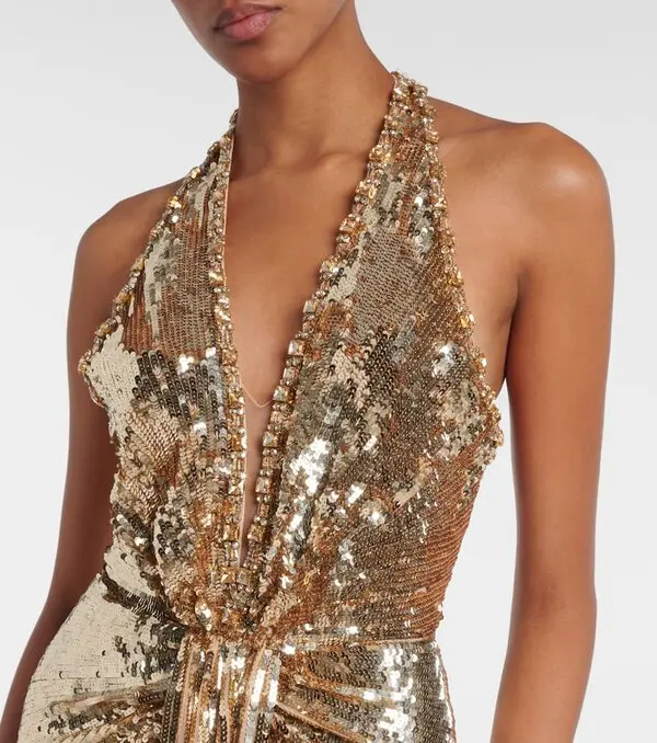 Jenny Packham Mars Gathered Sequined Gown
