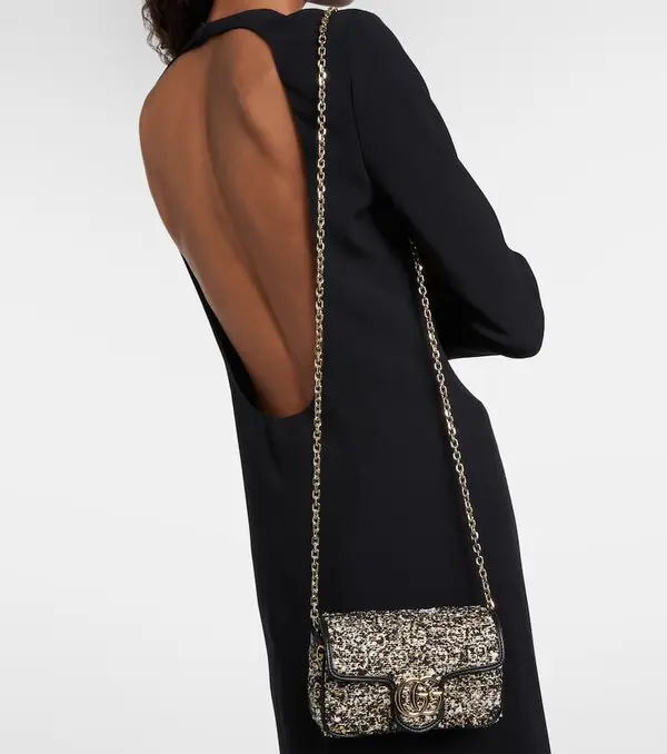 Gucci Gg Marmont Mini Tweed Shoulder Bag