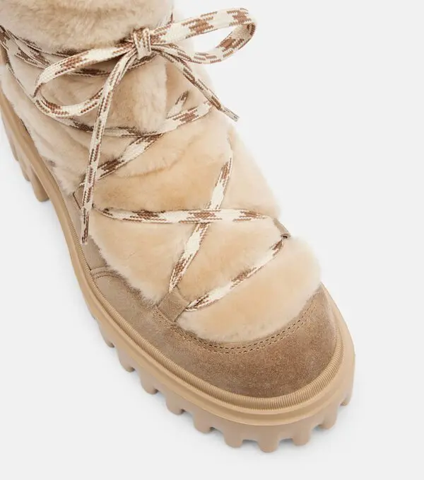 Hogan Shearling And Suede Ankle Boots