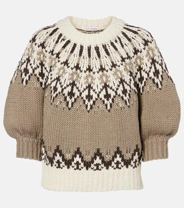 Altuzarra Marty Fair Isle Cotton Sweater - Beige