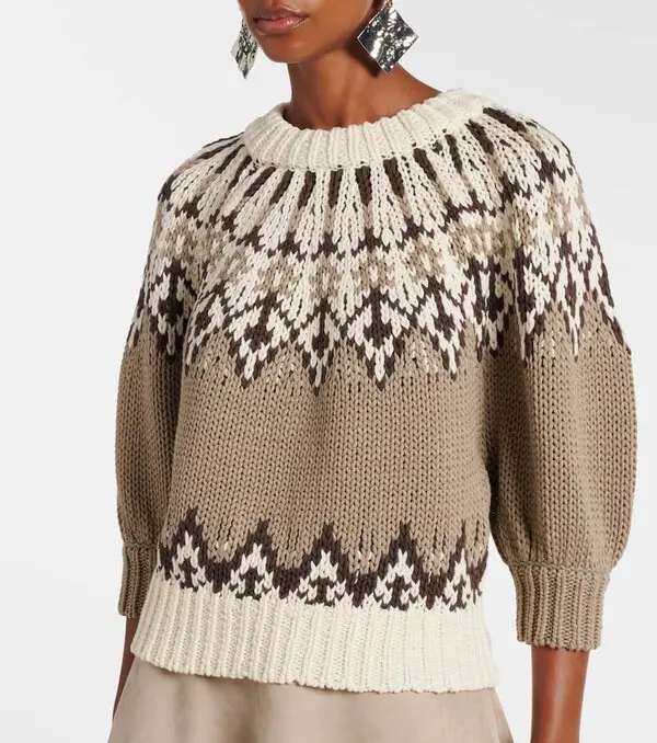 Altuzarra Marty Fair Isle Cotton Sweater - Beige