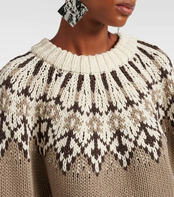 Altuzarra Marty Fair Isle Cotton Sweater - Beige