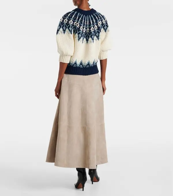 Altuzarra Cotton Fair Isle Crewneck Sweater - Blue