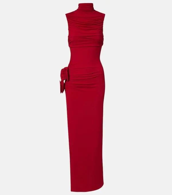 Magda Butrym Floral-appliqué Draped Gown - Red