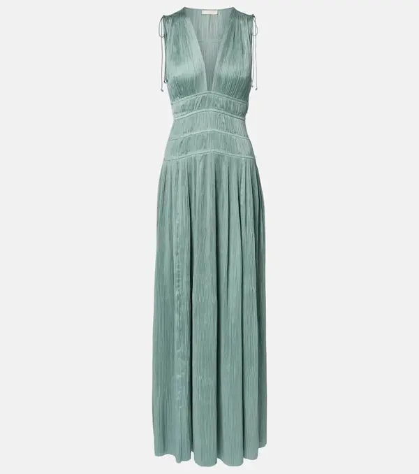 Ulla Johnson Tasneem Satin Plisse Gown - Blue