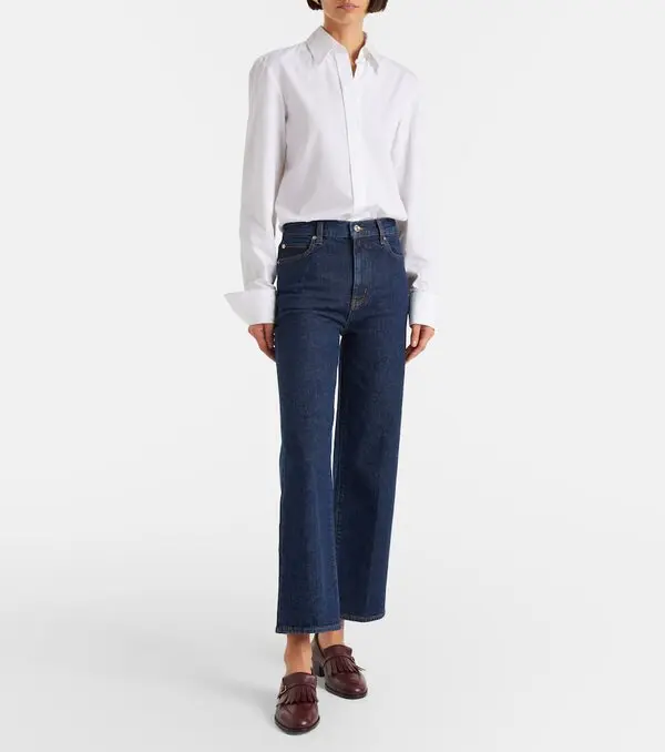 FRAME Cropped High-rise Wide-leg Jeans