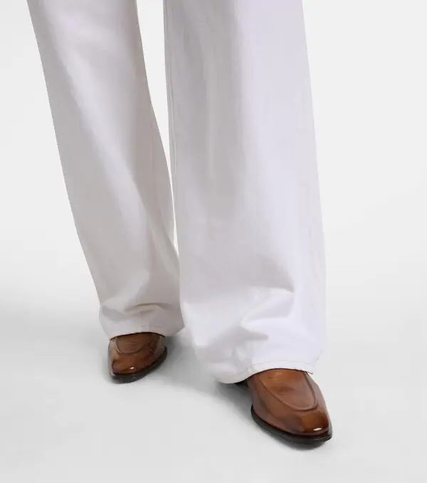 FRAME Bubble Mid-rise Wide-leg Jeans - White