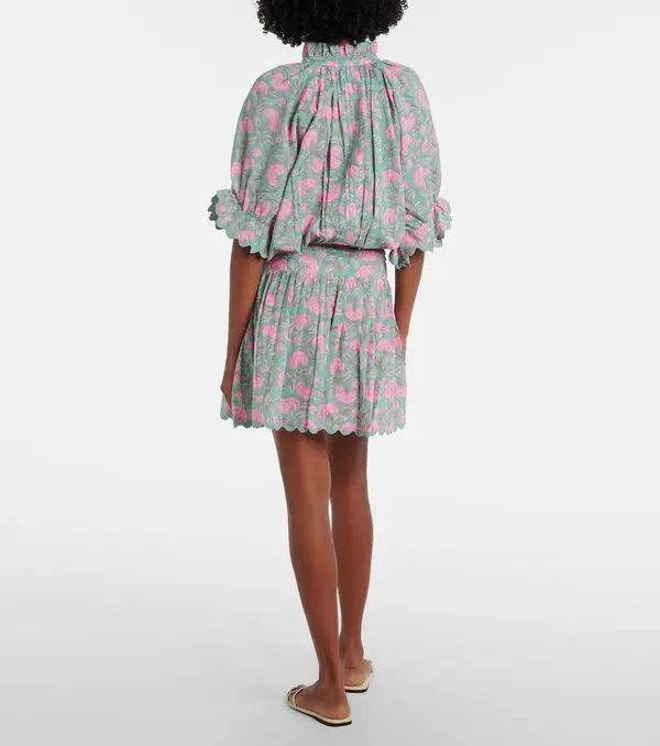 JULIET DUNN Floral Cotton Mini Dress