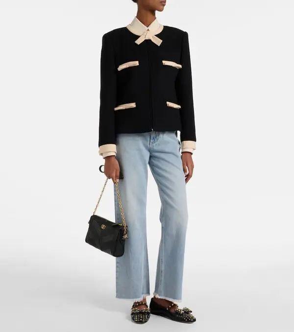 Valentino Garavani Bow-detail Wool-blend Tweed Jacket