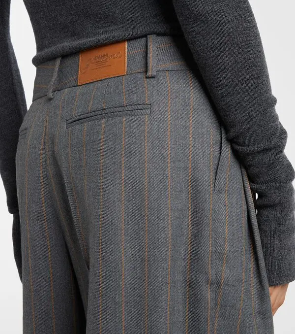 GANNI Pinstriped Wide-leg Trousers