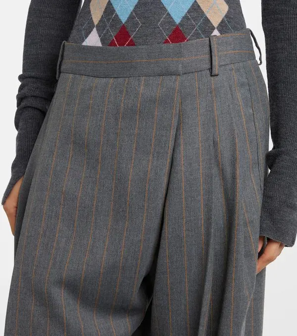 GANNI Pinstriped Wide-leg Trousers