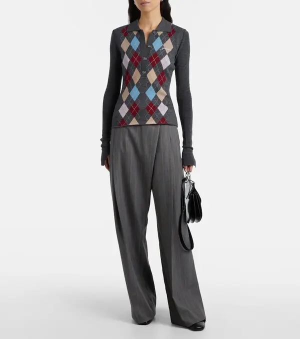 GANNI Pinstriped Wide-leg Trousers