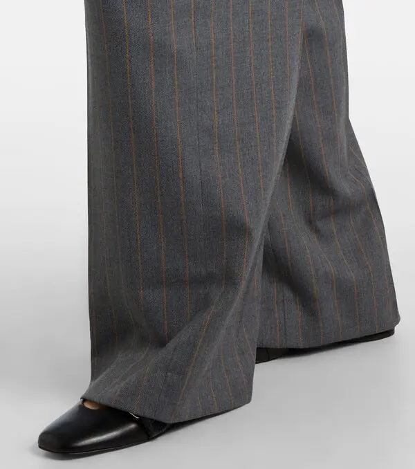GANNI Pinstriped Wide-leg Trousers