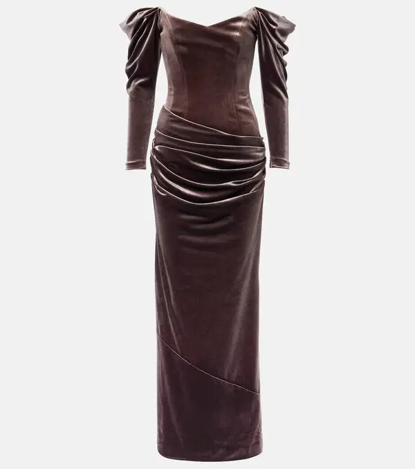 Alex Perry Draped Velvet Gown