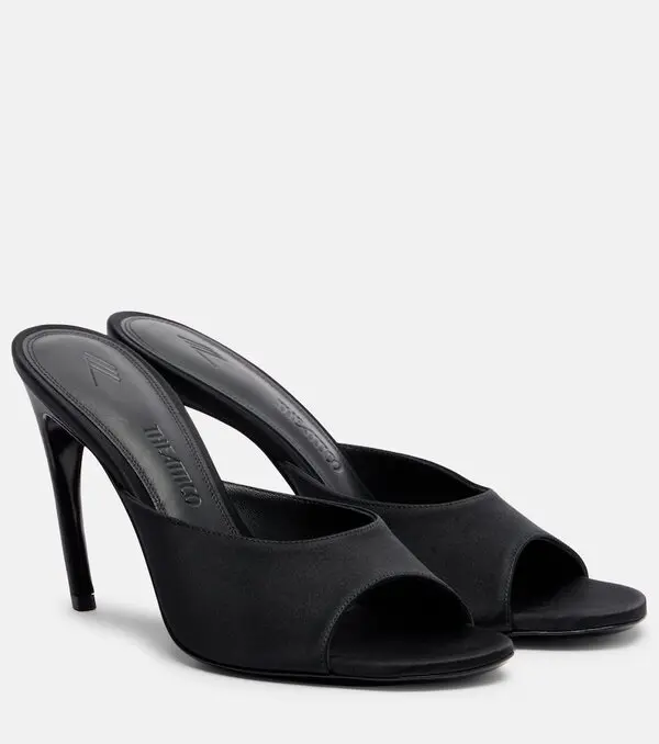 Attico Betta Satin Mules - Black