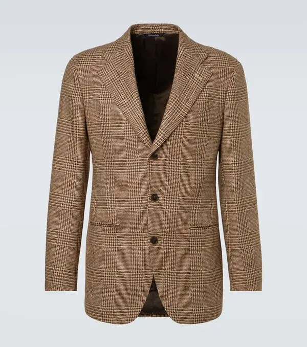 SAMAN AMEL Prince Of Wales Check Alpaca Blazer