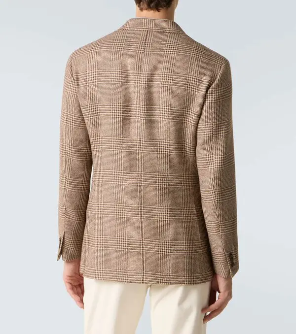 SAMAN AMEL Prince Of Wales Check Alpaca Blazer