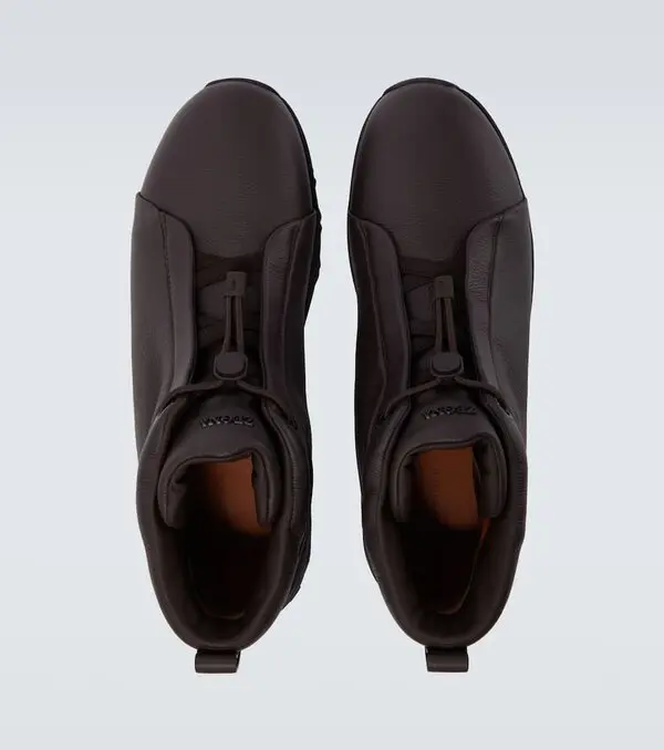 Zegna Triple Stitch Vetta Leather Sneakers - Brown