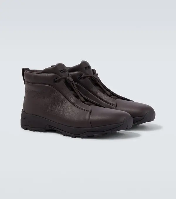 Zegna Triple Stitch Vetta Leather Sneakers - Brown