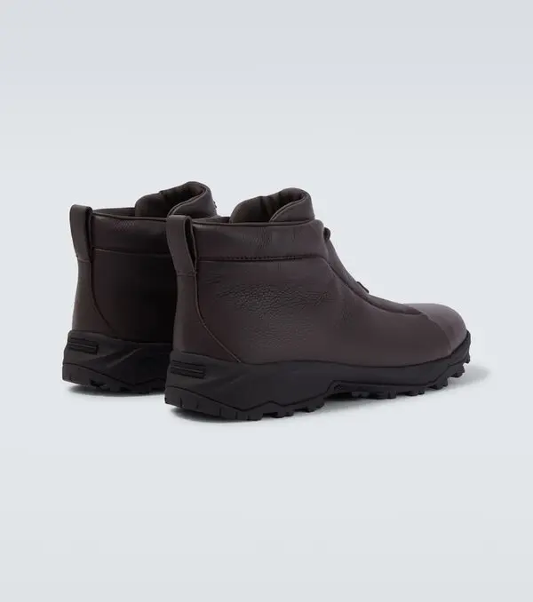 Zegna Triple Stitch Vetta Leather Sneakers - Brown