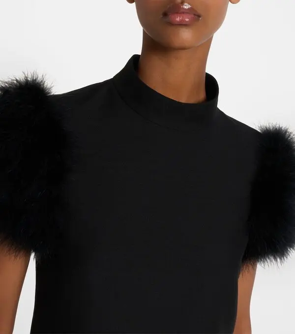 Valentino Garavani Crepe Couture Feather-trimmed Mini Dress - Black