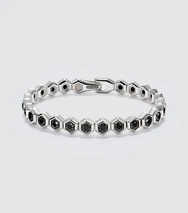 David Yurman Hex Sterling Bracelet With Black Diamonds - Silver