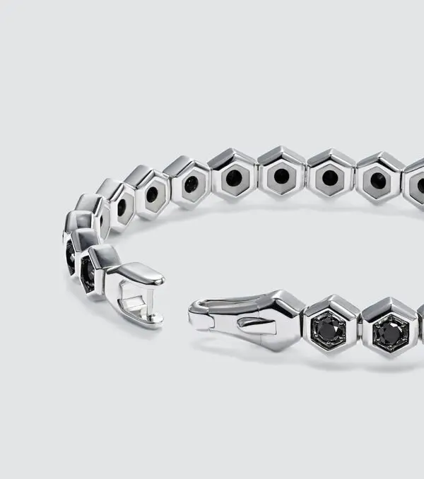 David Yurman Hex Sterling Bracelet With Black Diamonds