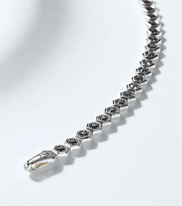 David Yurman Hex Sterling Bracelet With Black Diamonds