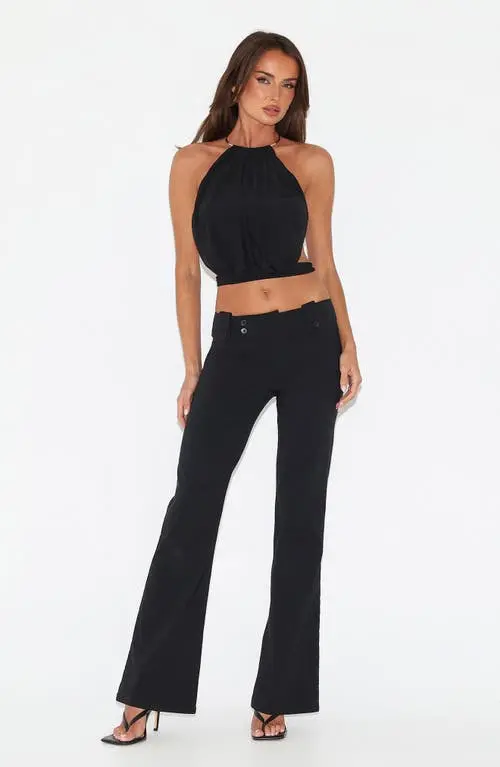 TIGER MIST Cutout Halter Crop Top - Black