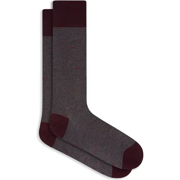 Bugatchi Pinstripe Mercerized Cotton Blend Dress Socks - Burgundy