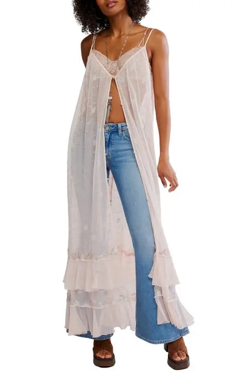 Free People Star Of The Show Sequin Mesh Nightgown - Peach Dust