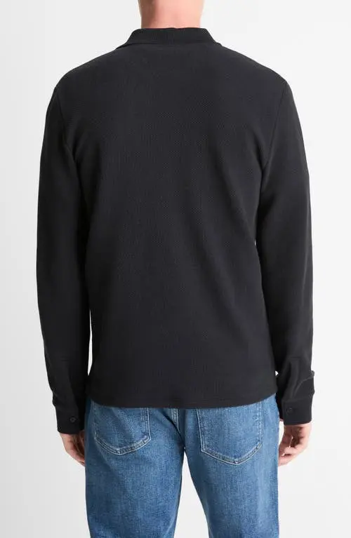 Vince Long Sleeve Basketweave Polo