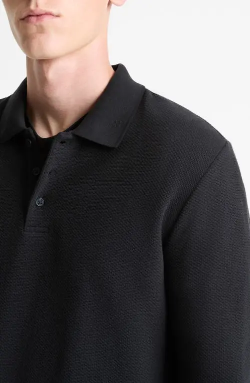 Vince Long Sleeve Basketweave Polo
