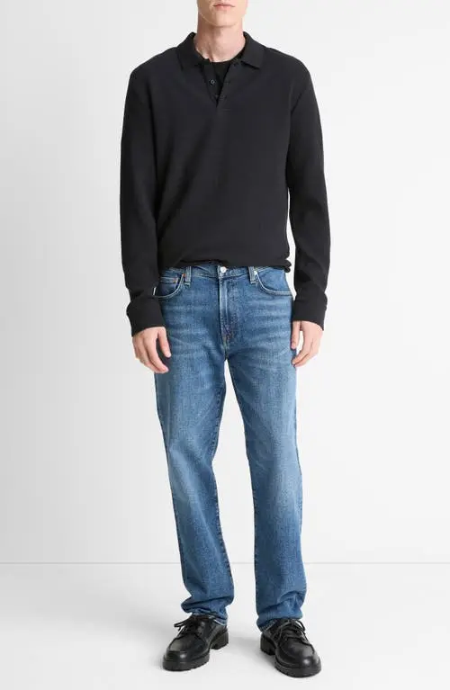 Vince Long Sleeve Basketweave Polo